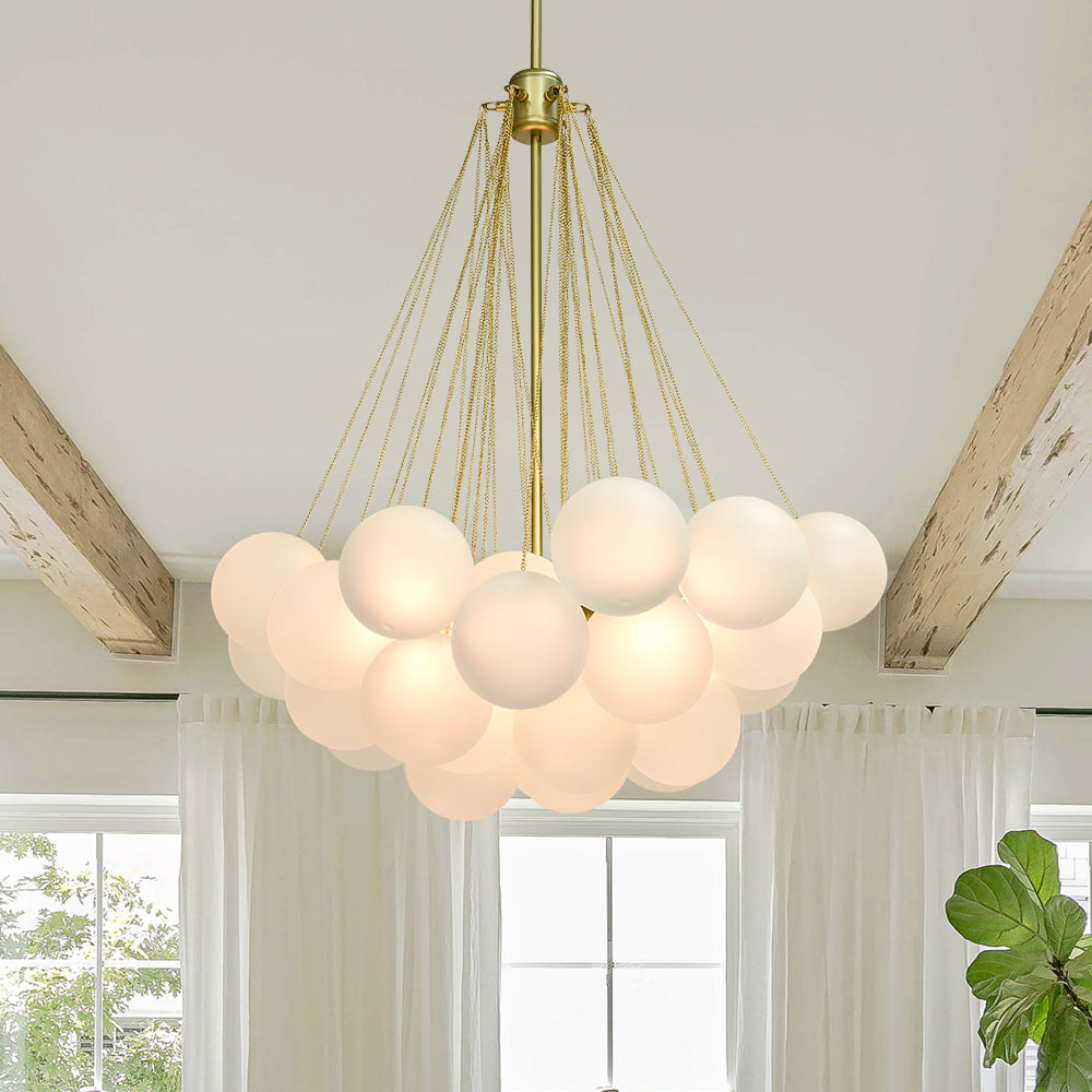 Bubble Cluster Opal White Glass Globe Chandelier | Farmhouze Light
