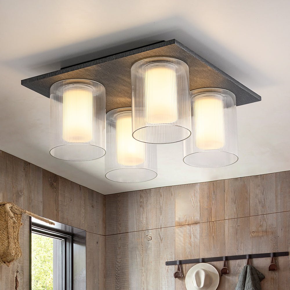 Dimmable LED Cylindrical Glass Square Ceiling Light | Farmhouze Light