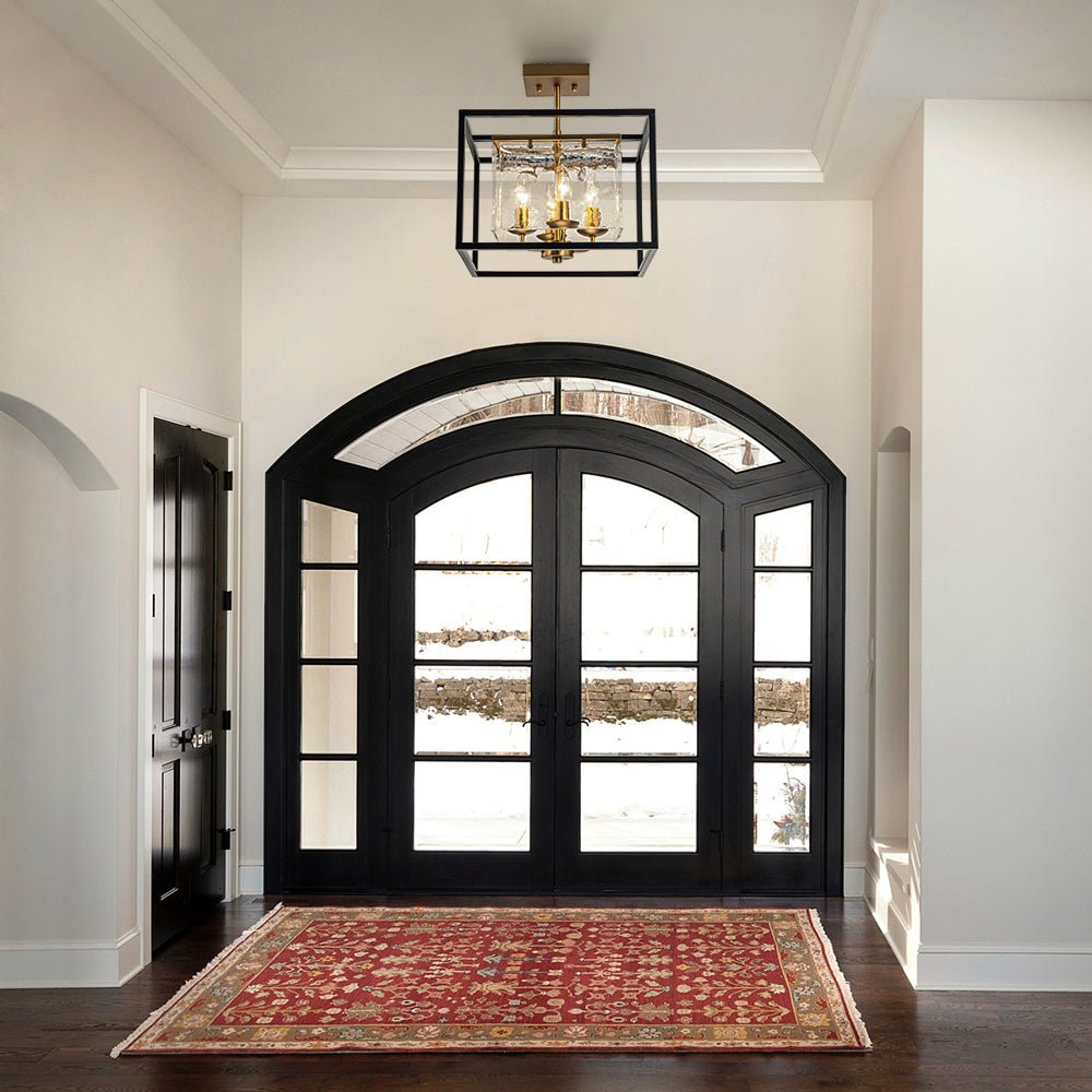 4-Light Square Water Glass Shade Semi Flush Mount | Farmhouze Light