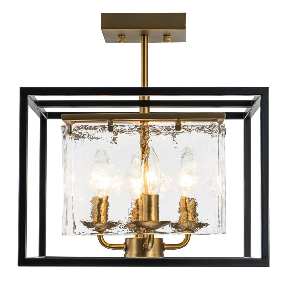 4-Light Square Water Glass Shade Semi Flush Mount | Farmhouze Light
