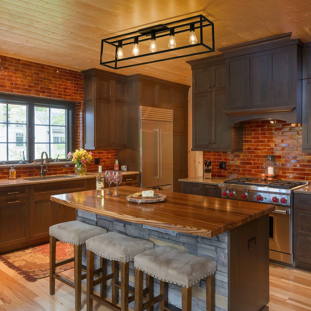 Black Rectangular Cage Flush Mount Ceiling Light | Farmhouze Light