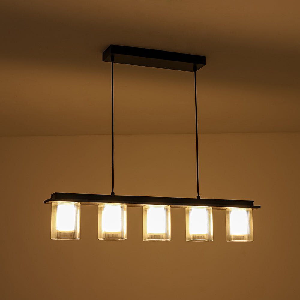 Dimmable LED Cylindrical Glass Linear Island Pendant Farmhouze Light