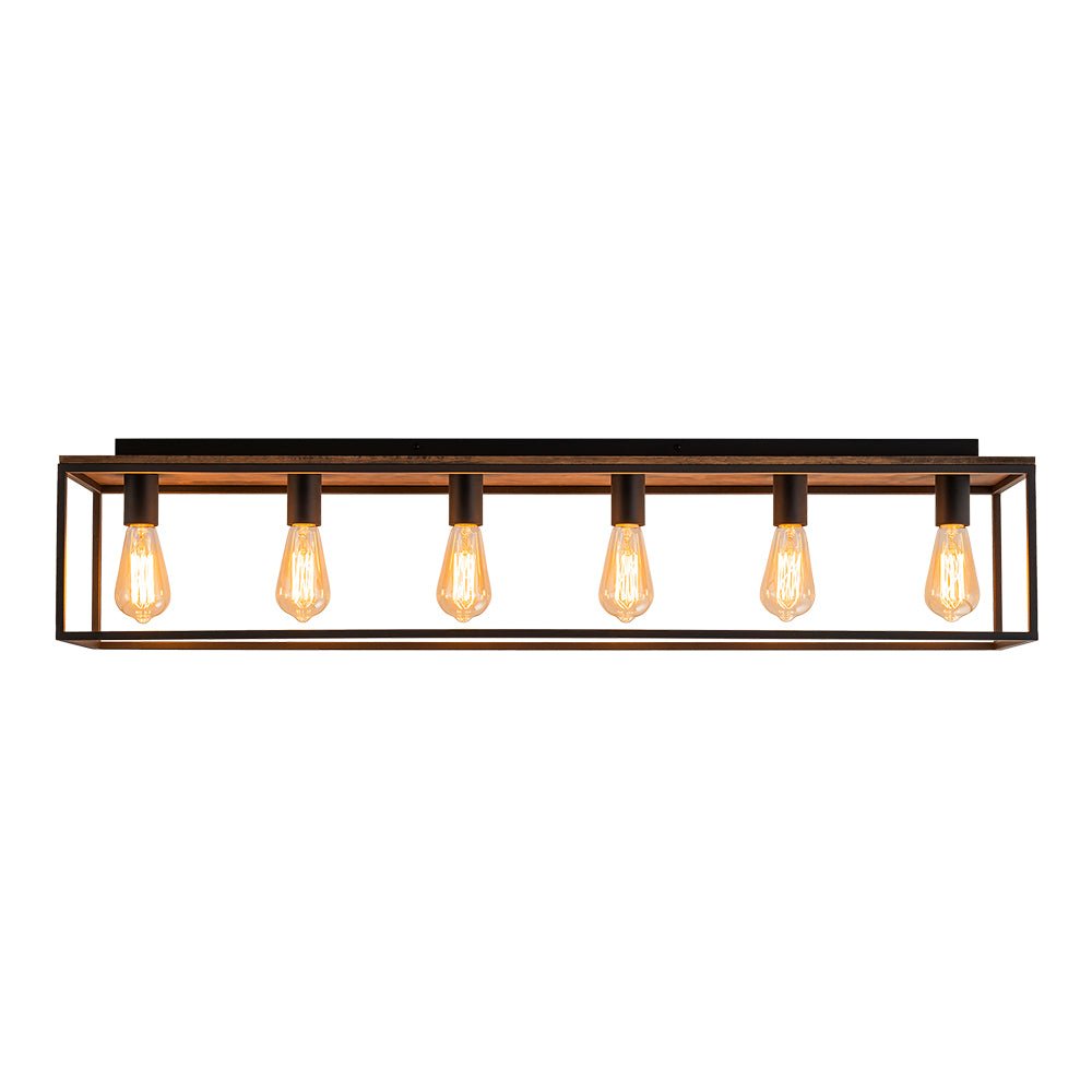5-Light Rectangular Cage Flush Mount Ceiling Light | Farmhouze Light