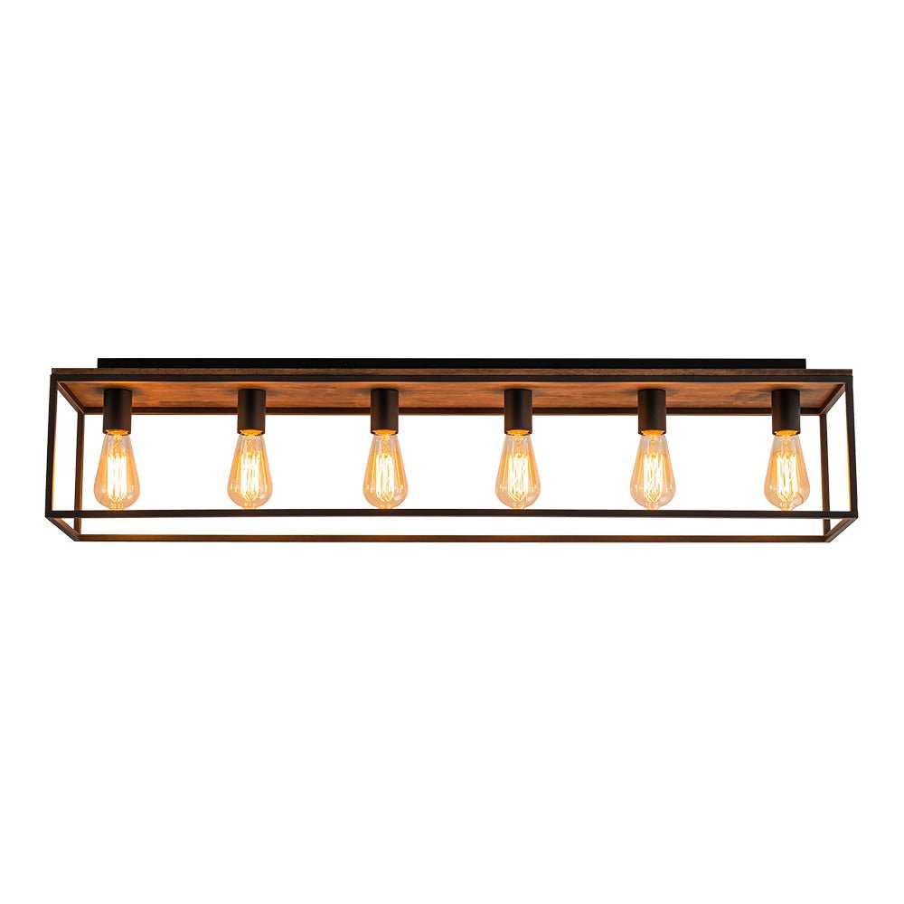 5-Light Rectangular Cage Flush Mount Ceiling Light | Farmhouze Light