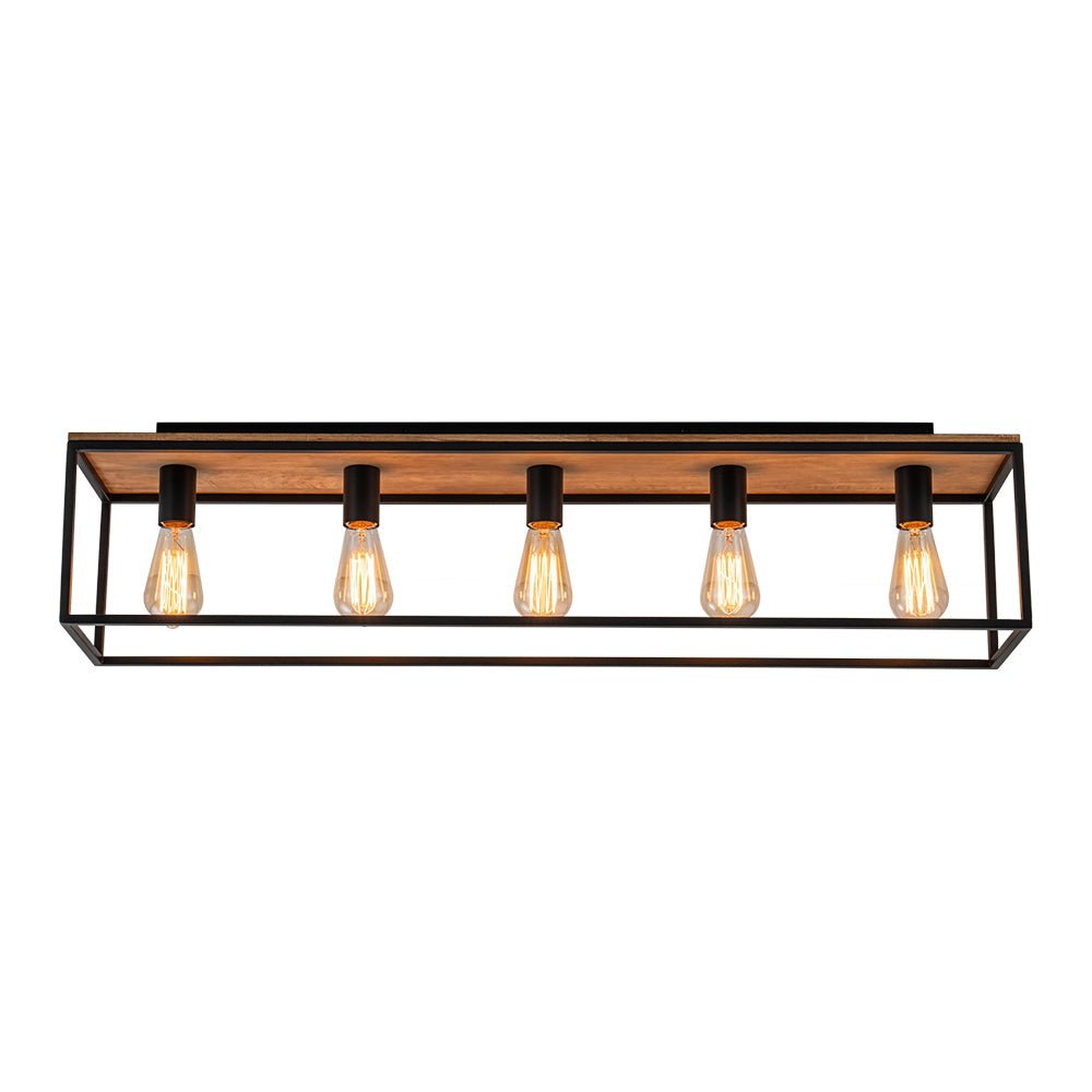 5-Light Rectangular Cage Flush Mount Ceiling Light | Farmhouze Light
