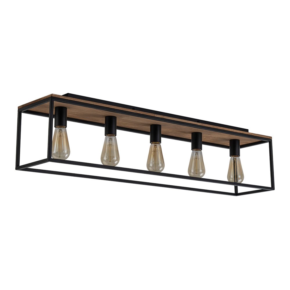 5-Light Rectangular Cage Flush Mount Ceiling Light | Farmhouze Light