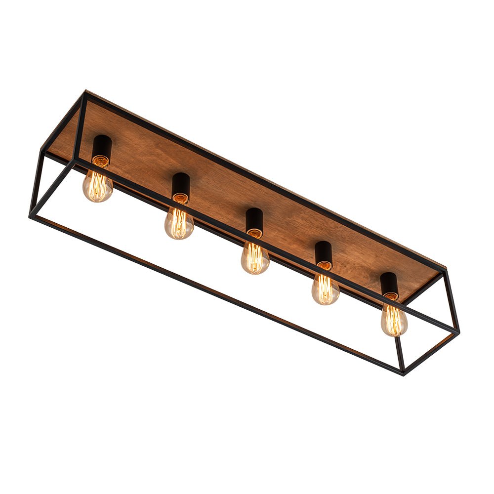 5-Light Rectangular Cage Flush Mount Ceiling Light | Farmhouze Light