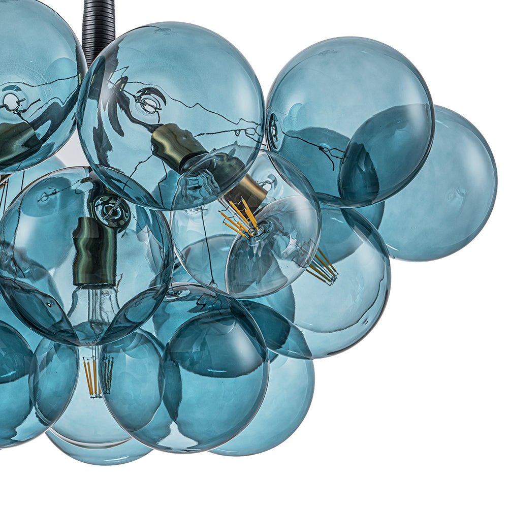 Dimmable Cluster Glass Globe Blue Bubble Chandelier | Farmhouze Light