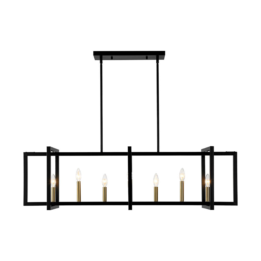 Black Brass Rectangle Kitchen Island Linear Pendant Farmhouze Light