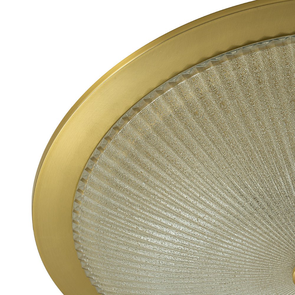 Antique Brass Textured Glass Round Ceiling Light | Farmhouze Light