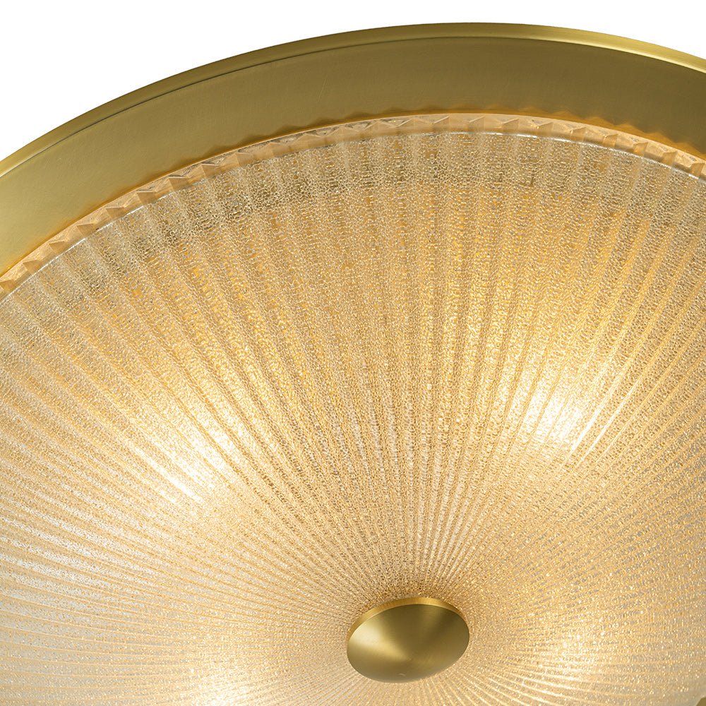 Antique Brass Textured Glass Round Ceiling Light | Farmhouze Light