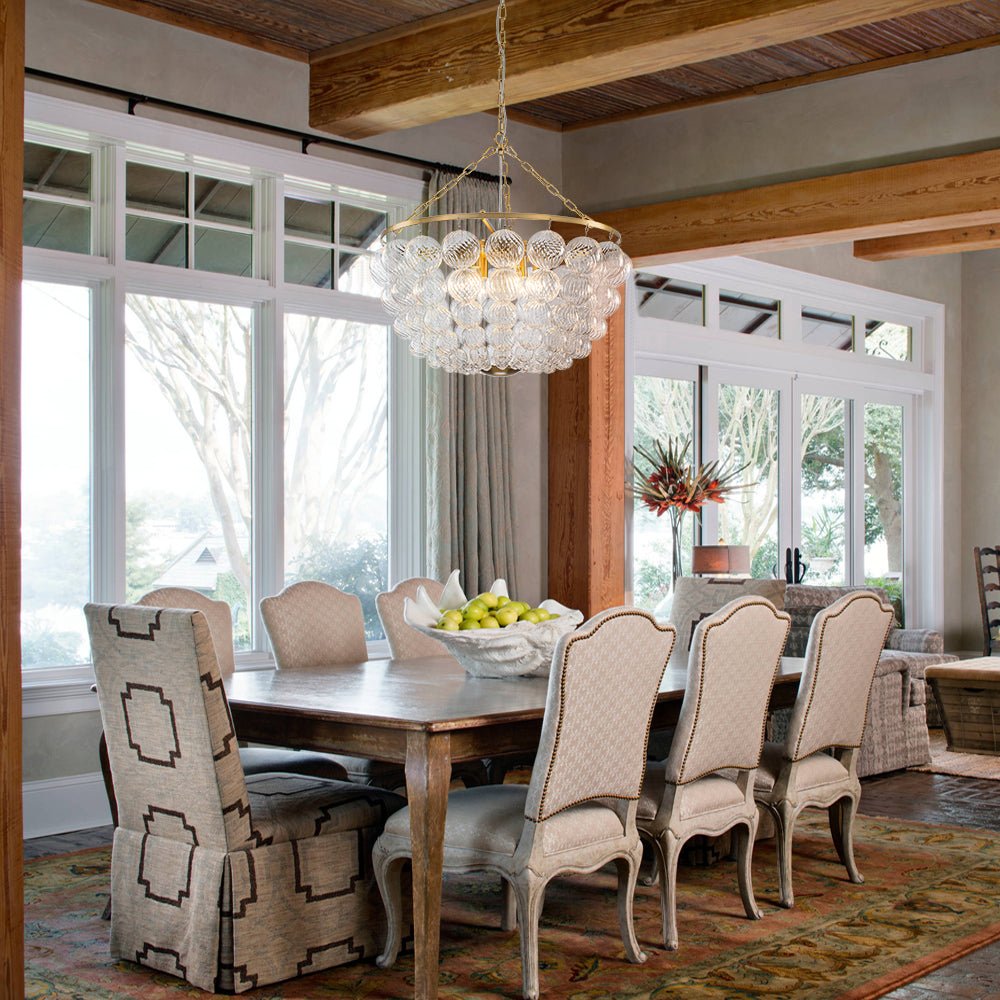 Art Deco Glam Cascade Swirled Glass Bubble Chandelier Farmhouze Light