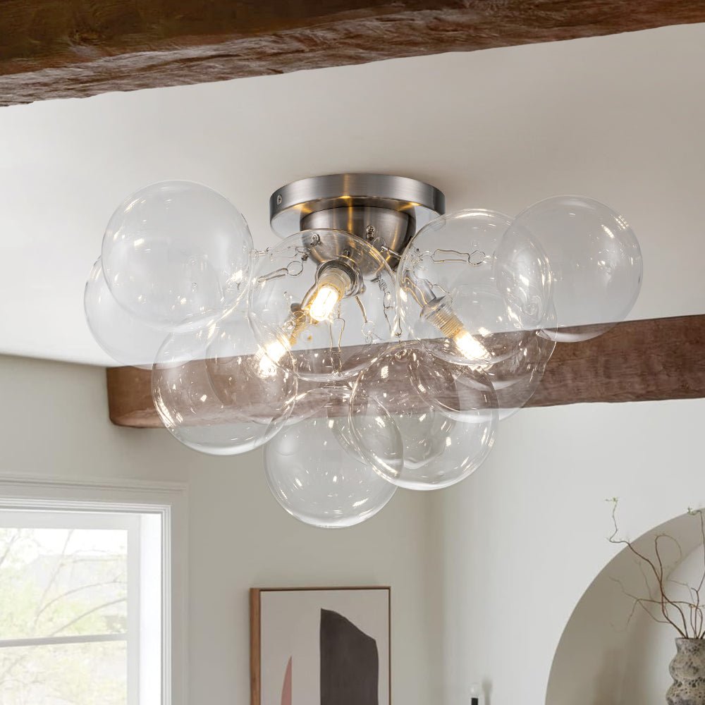 Brass Glass Globe Cluster Bubble Semi-Flush Mount | Farmhouze Light