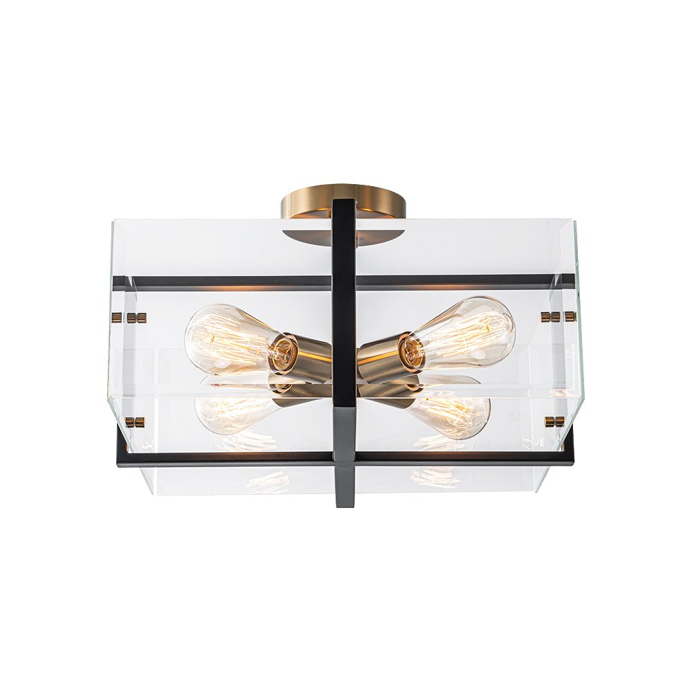 Contemporary Clear Glass Square Cage Ceiling Light | Farmhouze Light