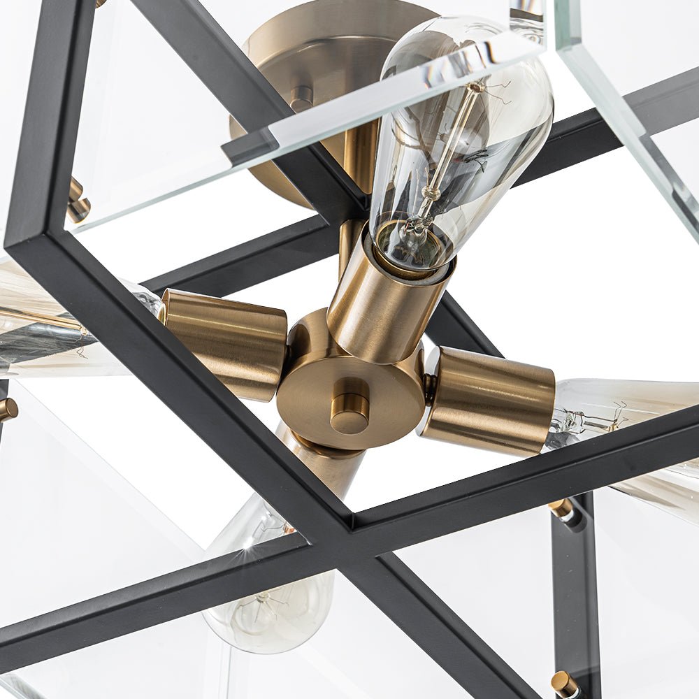 Contemporary Clear Glass Square Cage Ceiling Light | Farmhouze Light