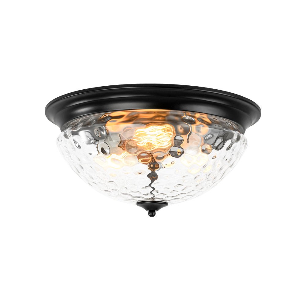 Farmhouse Hammered Glass Round Ceiling Flush Mount | Farmhouze Light
