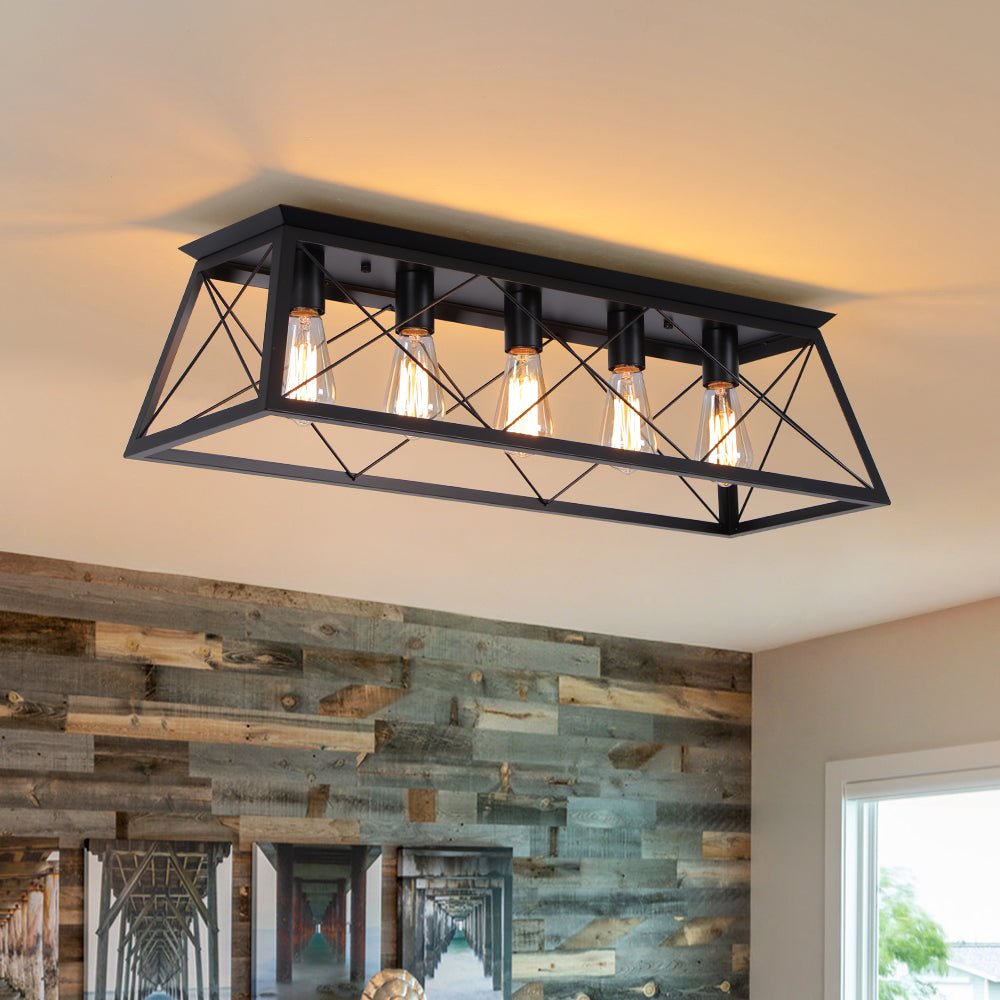Rectangle Cage Island Flush Mount Ceiling Light | Farmhouze Light