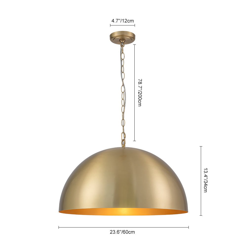 Glam Luxury Gold Oversized Metal Dome Pendant Light | Farmhouze Light