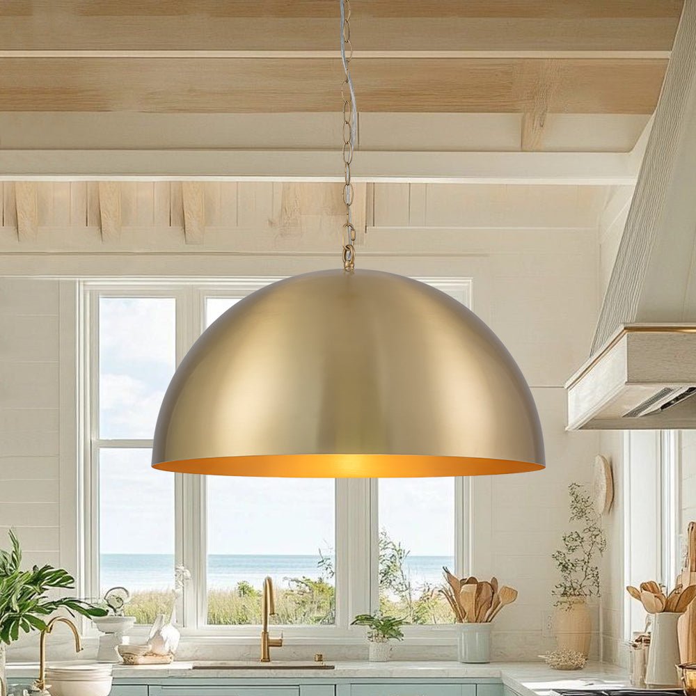 Glam Luxury Gold Oversized Metal Dome Pendant Light | Farmhouze Light