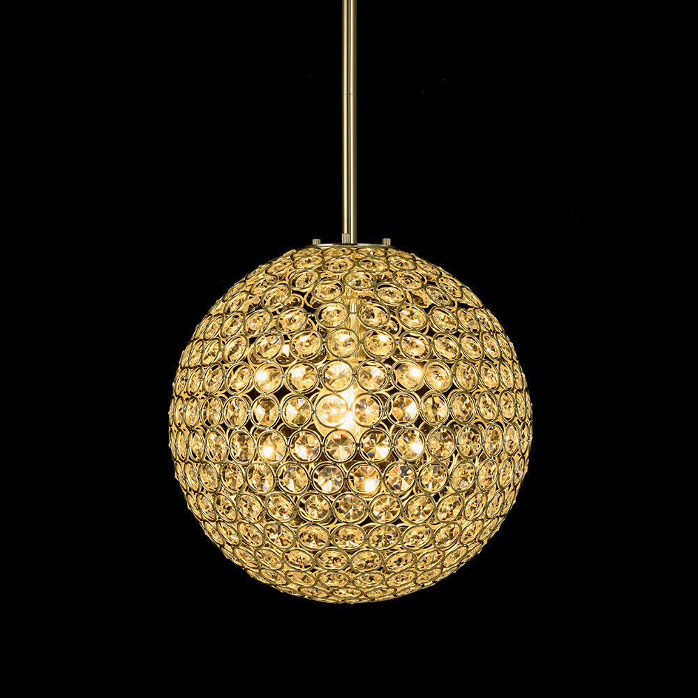 Mid-Century Modern Gold Crystal Sphere Chandelier | Farmhouze Light