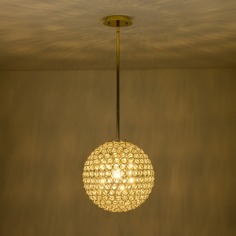 Mid-Century Modern Gold Crystal Sphere Chandelier | Farmhouze Light