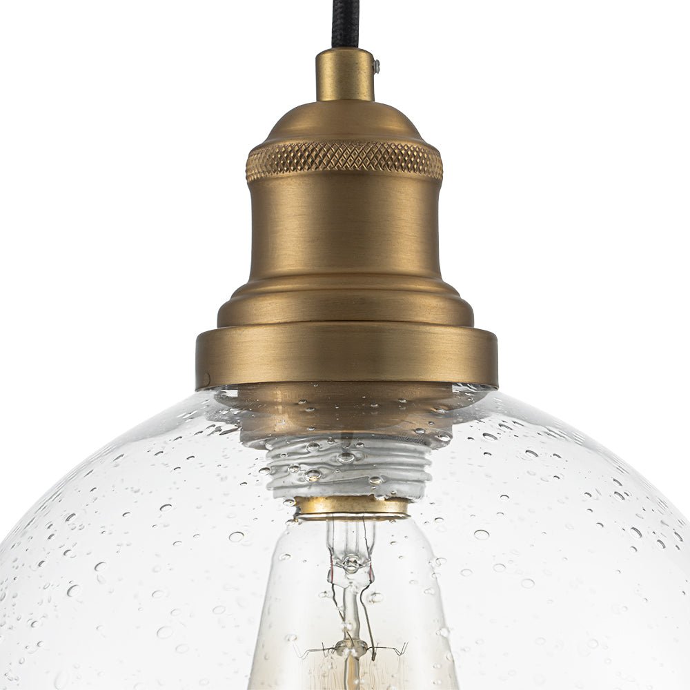 Modern Brass 1-Light Seeded Glass Globe Pendant | Farmhouze Light