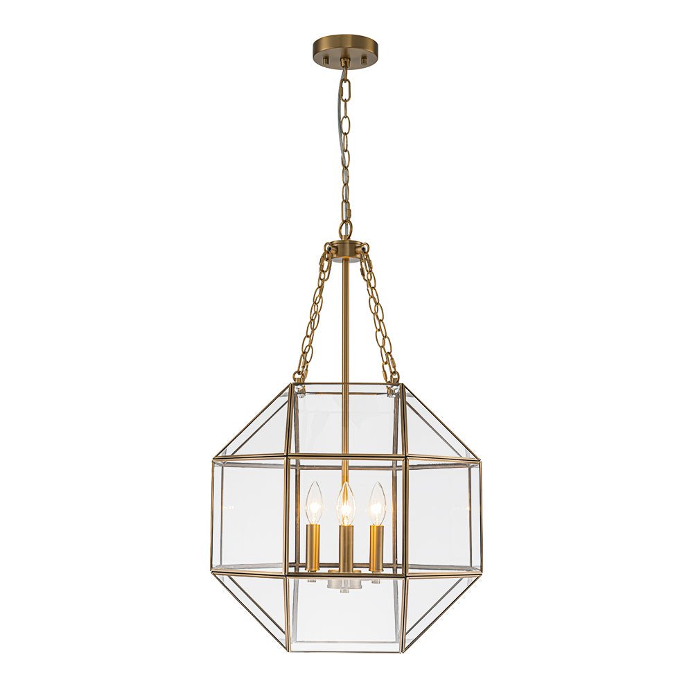 Farmhouse Candle Glass Geometric Cage Chandelier | Farmhouze Light