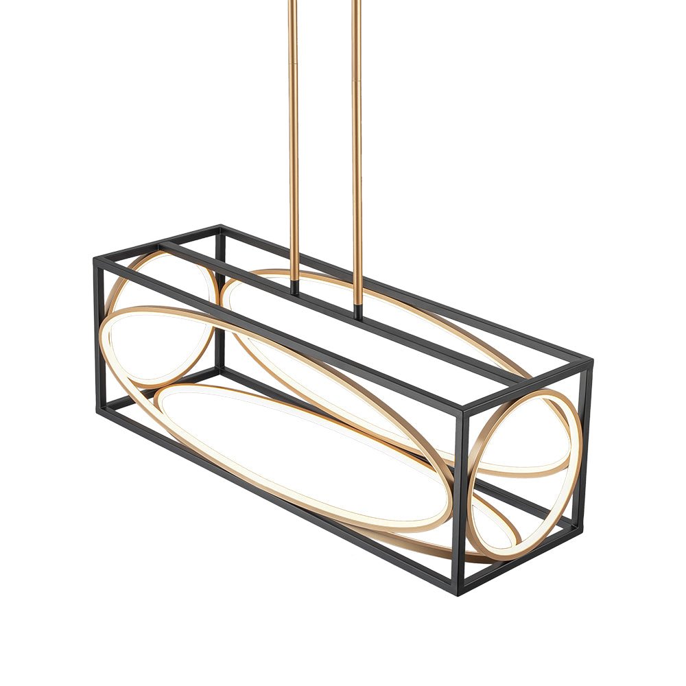 Dimmable LED Rectangle Cage Kitchen Island Chandelier Farmhouze Light