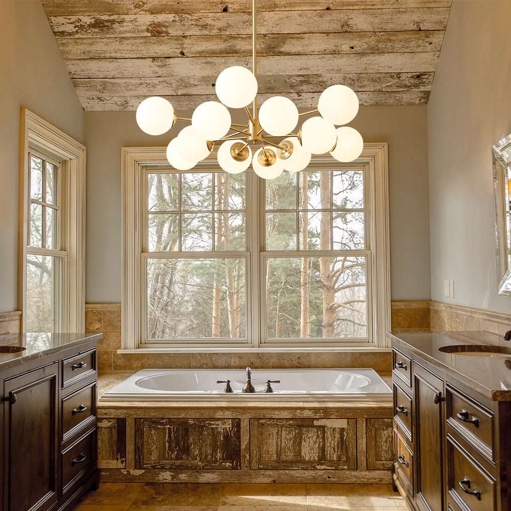 Modern Frosted Glass Bubble Brass Sputnik Chandelier Farmhouze Light