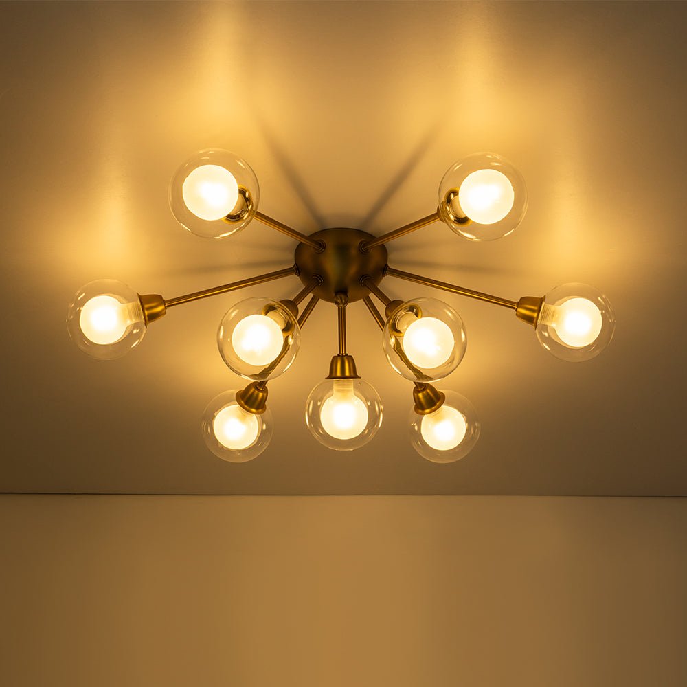 Modern Glass Globe Bubble Sunburst Semi Flush Mount | Farmhouze Light
