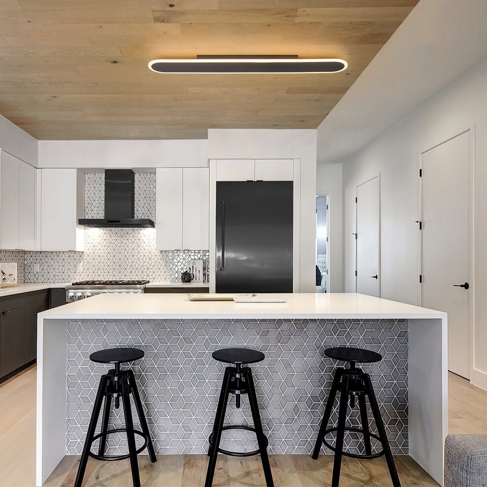 Modern Minimalist Linear Oblong LED Semi Flush Mount | Farmhouze Light