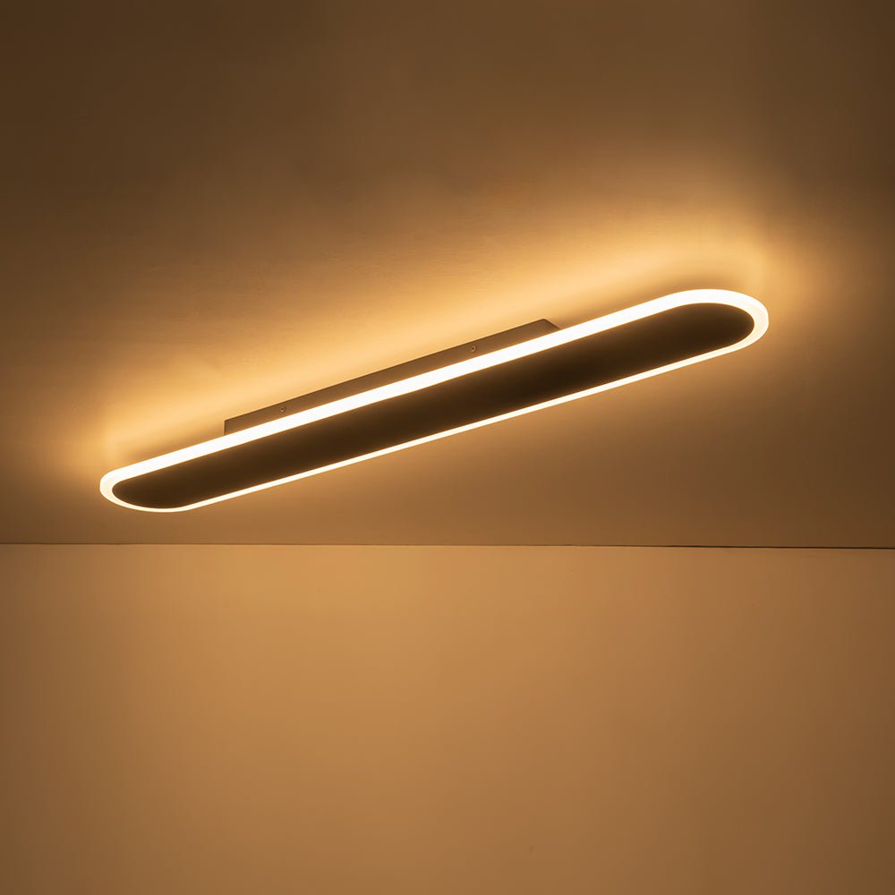 Modern Minimalist Linear Oblong LED Semi Flush Mount | Farmhouze Light
