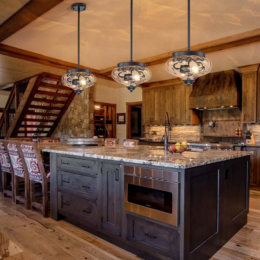 Modern Round Hammered Water Glass Ceiling Pendant | Farmhouze Light