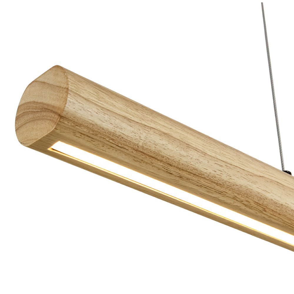 Wood Grain Dimmable LED Wide Linear Island Chandelier Farmhouze Light