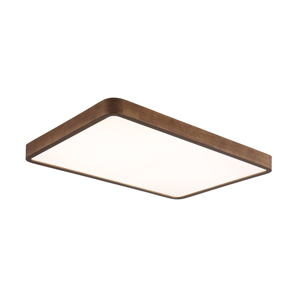 Rustic Walnut Wood Dimmable LED Rectangle Flush Mount Farmhouze Light