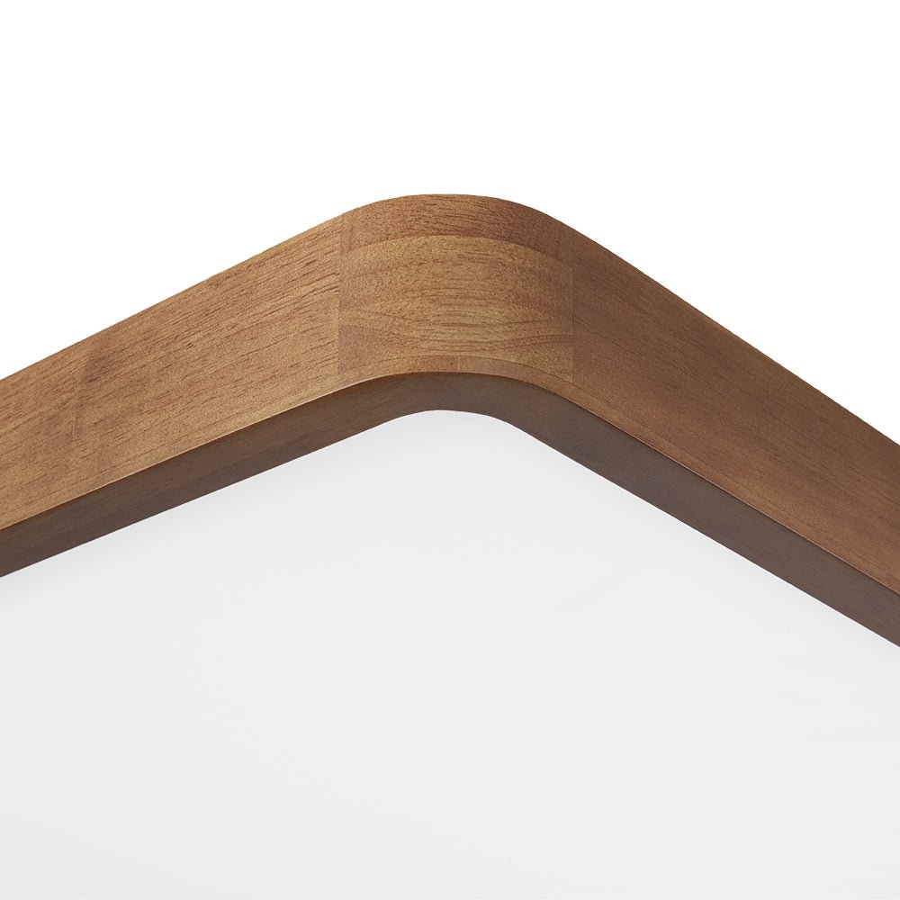 Rustic Walnut Wood Dimmable LED Rectangle Flush Mount Farmhouze Light