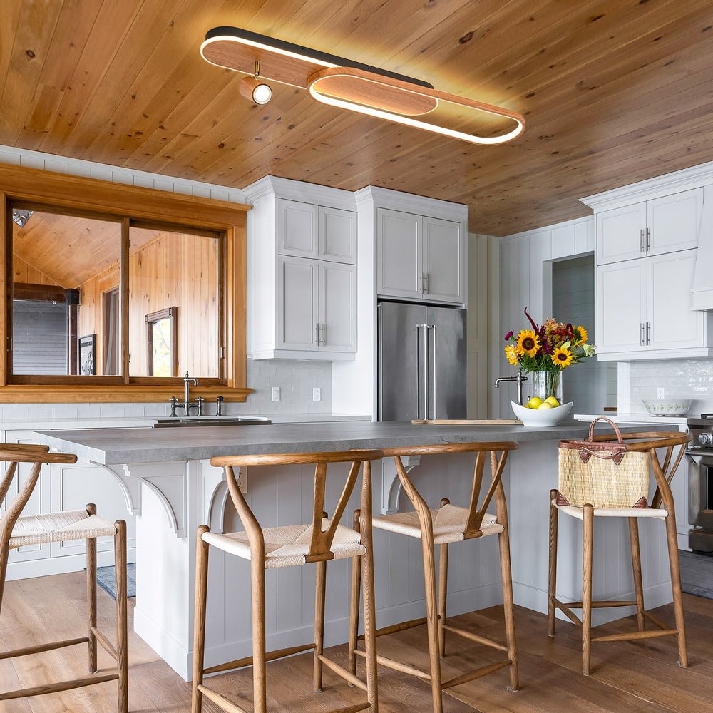 Rustic Wood Spotlight Dimmable LED Linear Semi Flush | Farmhouze Light
