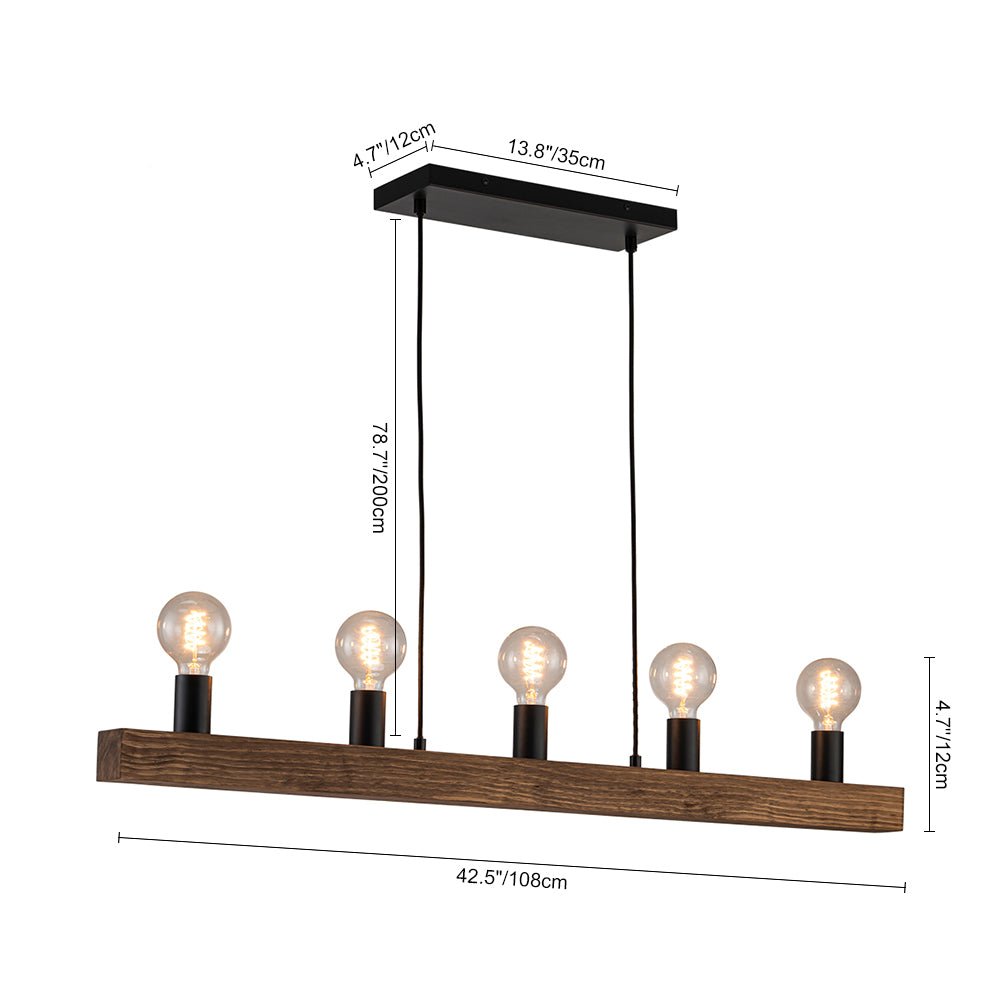 Simple Wide Linear Wood Kitchen Island Pendant | Farmhouze Light