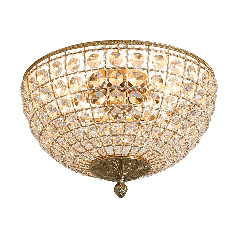 Luxury Brass Crystal Dome Flush Mount Ceiling Light | Farmhouze Light