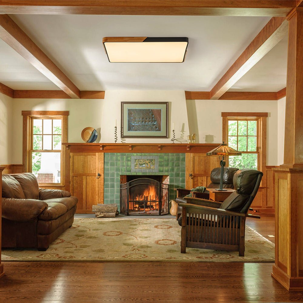 Wood Rectangle LED Ceiling Light | Farmhouze Light | Square Flush Mount ...