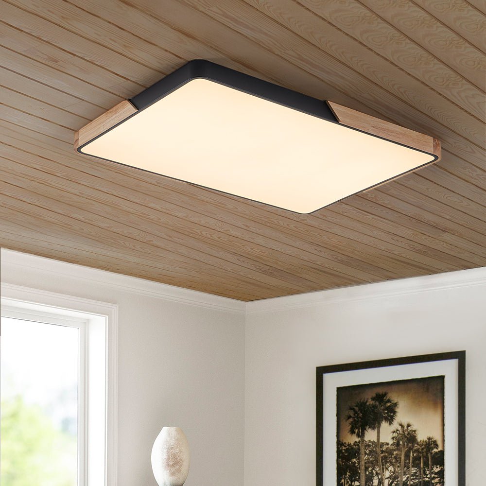 Wood Rectangle LED Ceiling Light | Farmhouze Light | Square Flush Mount ...