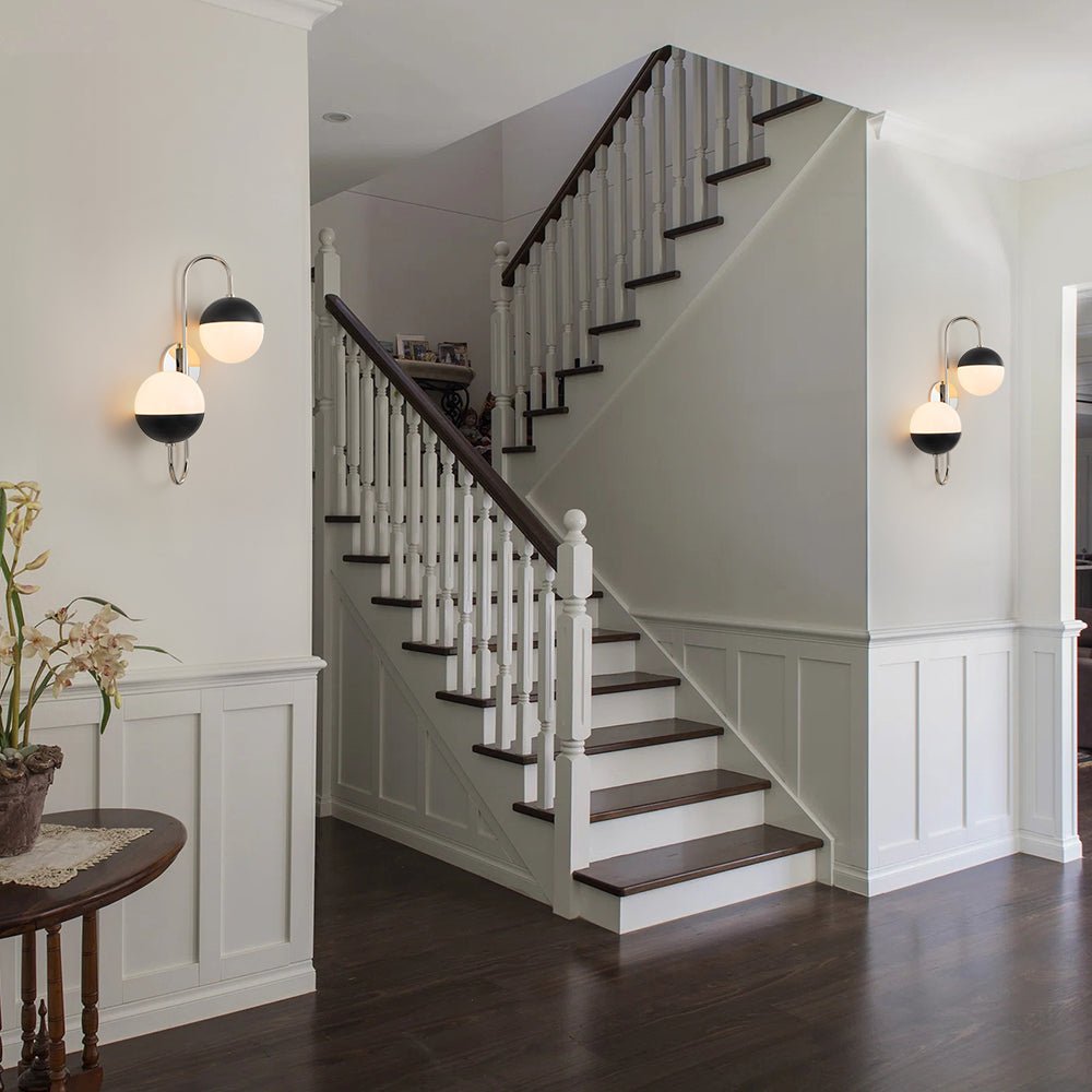 2-Light Adjustable Goose Arm Opal Globe Wall Lamp | Farmhouze Light