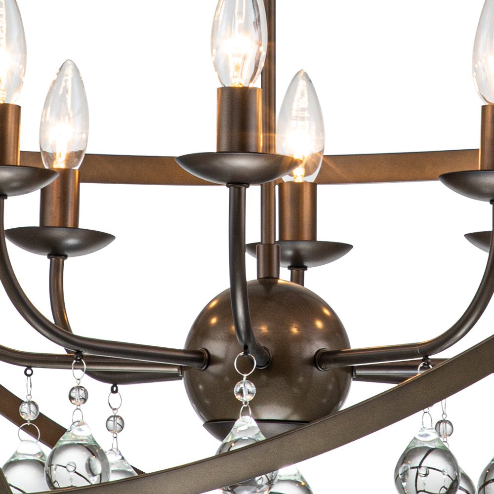 8-Light Rustic Vintage Crystal Metal Orb Chandelier | Farmhouze Light