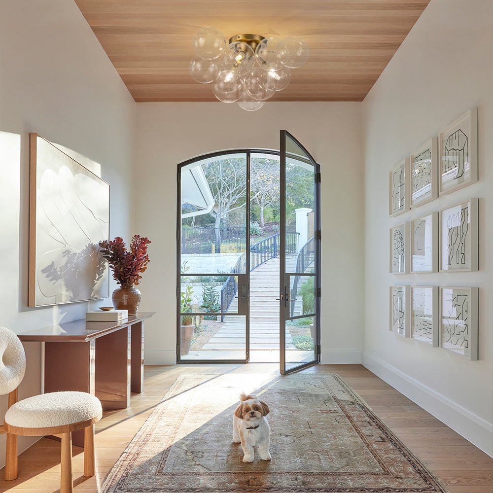 Brass Glass Globe Cluster Bubble Semi-Flush Mount | Farmhouze Light