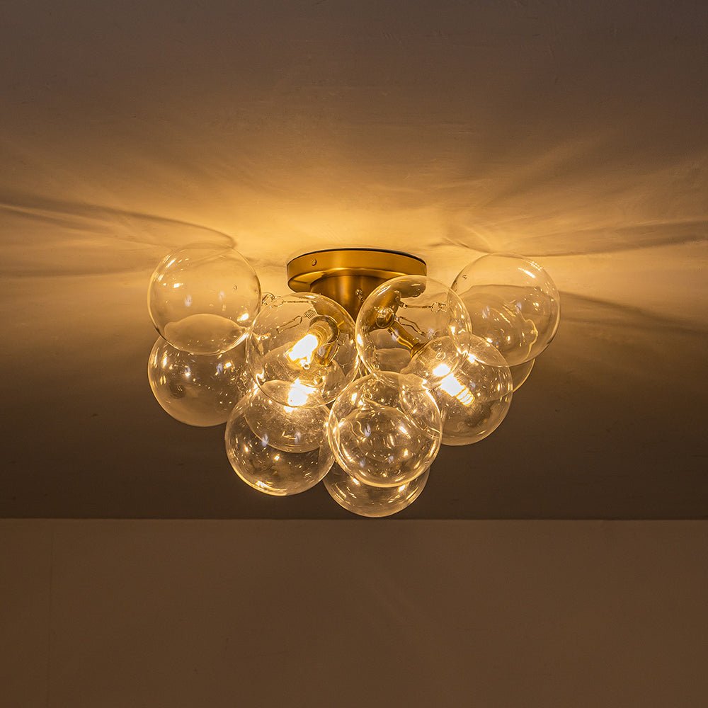 Brass Glass Globe Cluster Bubble Semi-Flush Mount | Farmhouze Light