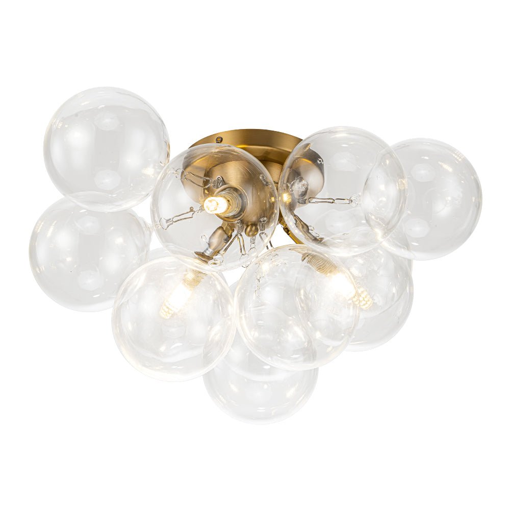 Brass Glass Globe Cluster Bubble Semi-Flush Mount | Farmhouze Light