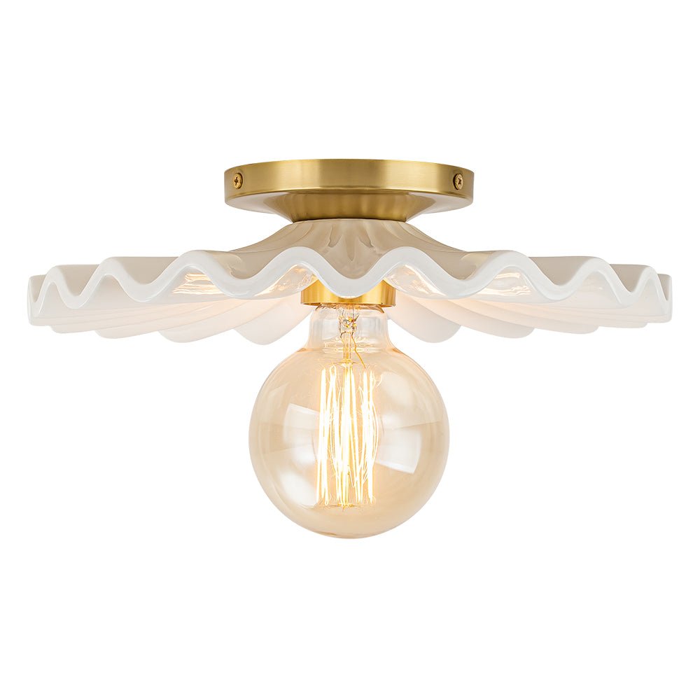 French Farmhouse Ceramic Brass 1-Light Ceiling Light| Farmhouze Light