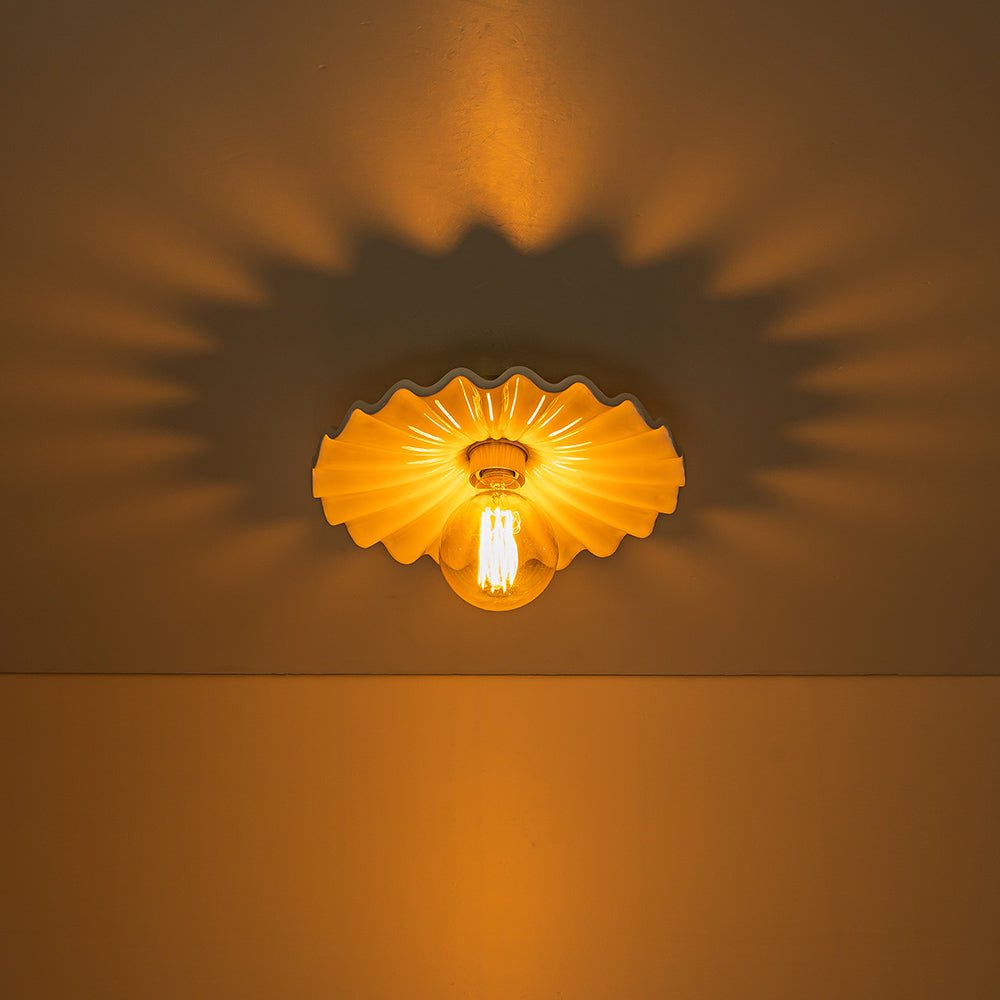 French Farmhouse Ceramic Brass 1-Light Ceiling Light| Farmhouze Light