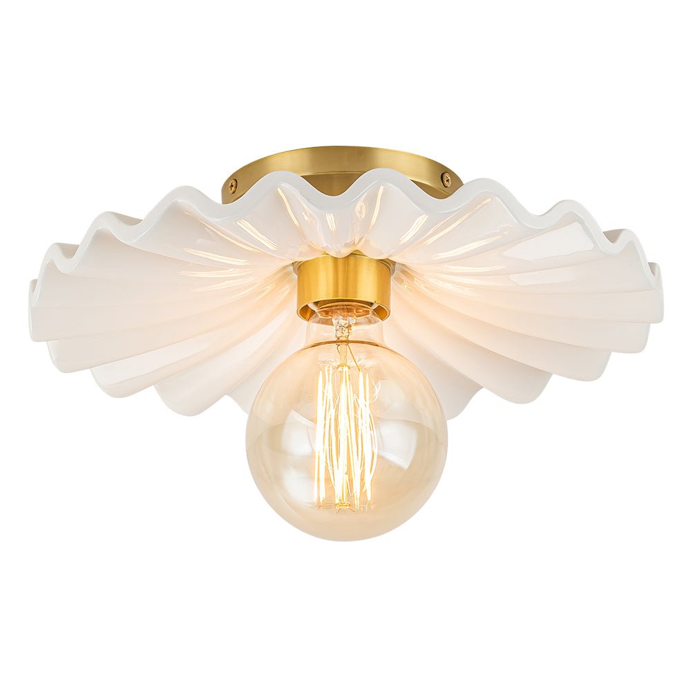 French Farmhouse Ceramic Brass 1-Light Ceiling Light| Farmhouze Light