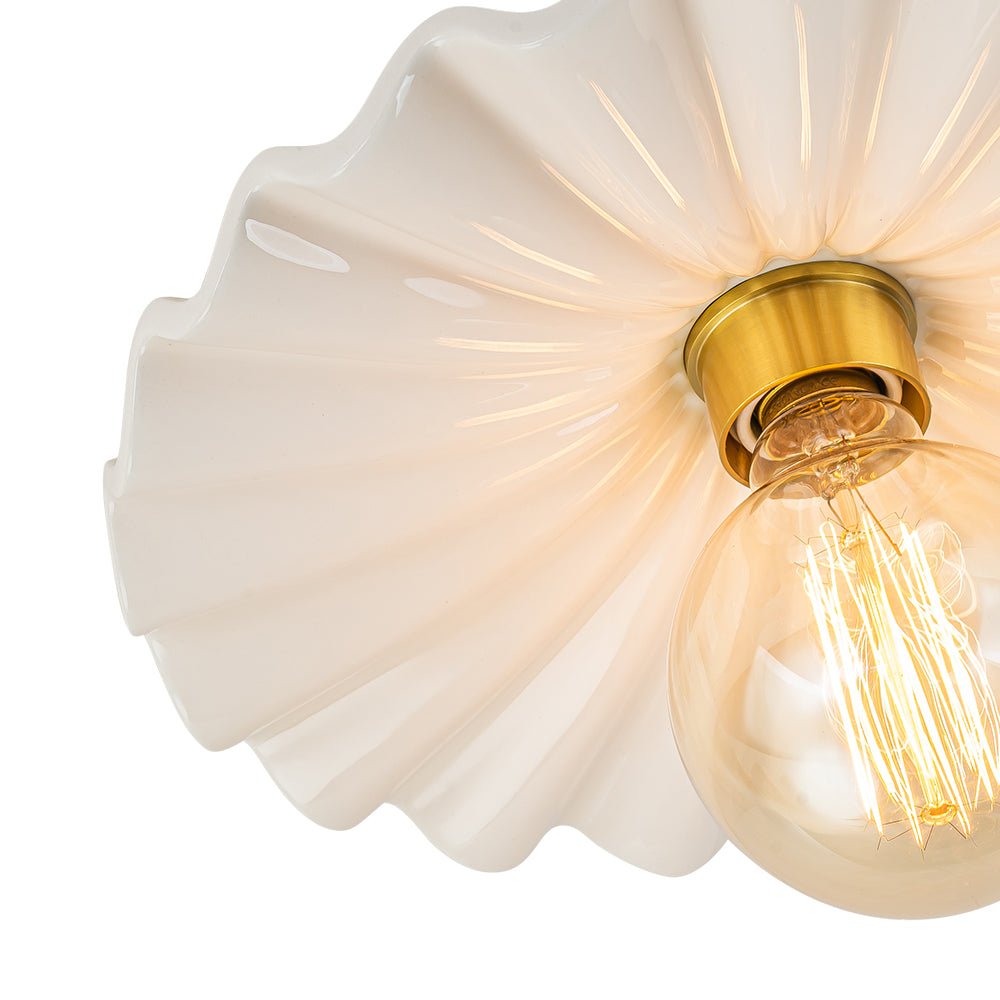 French Farmhouse Ceramic Brass 1-Light Ceiling Light| Farmhouze Light